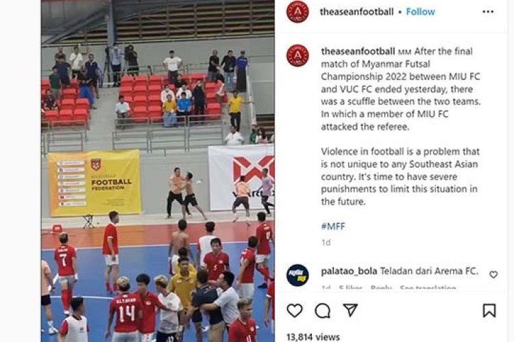 Wasit Dihantam Gagang Sapu di Final Myanmar Futsal Championship 2022 ...